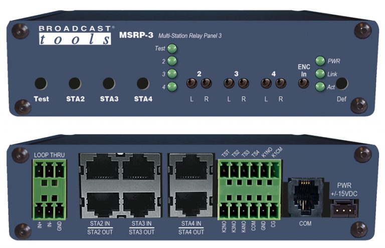 MSRP-3 – Three-Station Analog Stereo EAS Relay Panel - Broadcast Tools | Problem Solved